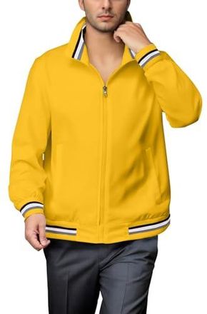 Generic Veste de mi-saison l&eacute;g&egrave;re pour homme - Veste bomber fine - Col montant - Veste de loisirs sans capuche - Fermeture &eacute;clair int&eacute;grale - Manteau de mi-sa