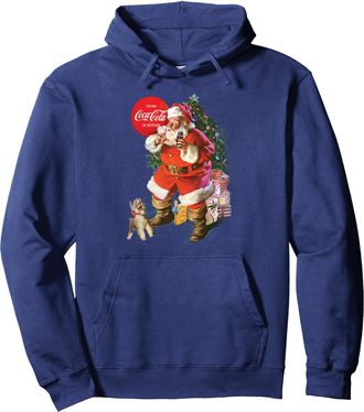 Coca Cola Ware Christmas Santa Claus Puppy Pullover Hoodie