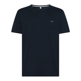Sun 68 Homme, Tops, Bleu, Taille: XL T-shirt &agrave; Manches Courtes en Jersey de Lin