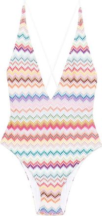Missoni Zigzag-pattern Cross-back Swimsuit