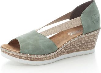 Rieker Damen Keilsandalen 619X1, Frauen Sandalen,Sommerschuhe,Freizeitschuhe,offene Schuhe,Strandschuhe,gr&uuml;n (52),42 EU / 8 UK