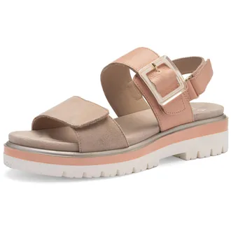 Ara Keilsandalette ARA MALAGA, Damen, Gr. 38, beige (aprikot, hellbeige), Glattleder, Veloursleder, Schuhe, Keilabsatz, Plateau, Riemchensandalette in beq