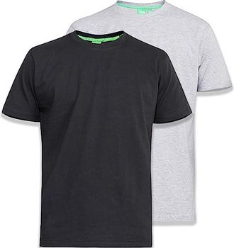 D555 Duke - Lot de 2 T-shirts en coton D555 - homme - col rond - king size - Noir/gris - 8XL