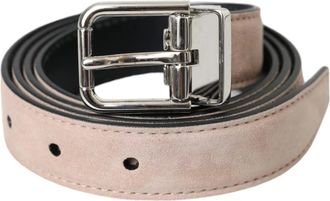 Dolce & Gabbana Homme, Accessoires, Beige, Taille: 105 CM Ceinture en cuir su&eacute;d&eacute; avec boucle argent&eacute;e