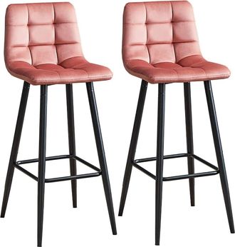 Generic 2er-Set Tresenhocker, hohe Barhocker, 65 cm Sitzh&ouml;he, weiche R&uuml;ckenlehne und Metallbeine