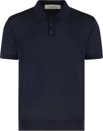 Golden Goose Homme, Tops, Bleu, Taille: XL Polo en Tricot &agrave; Manches Courtes