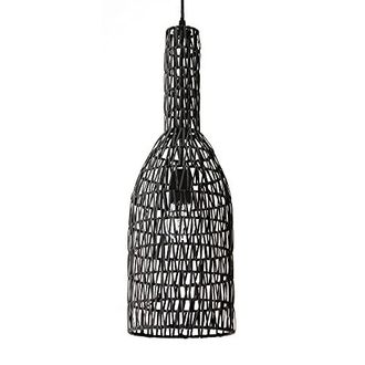 Lussiol Luminaire Shiva, suspension rotin, 60 W, noir, &oslash; 15 x H 60 cm