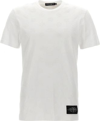 Dolce & Gabbana Homme, Tops, Blanc, Taille: XS T-shirt Casual en Coton pour Homme