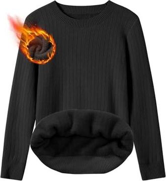 Heekpek TOMEEK Pull Femme Hiver Chaud col Rond Pull Polaire en Tricot Chic et Elegant Pullover à Manches Longues Thermique Hauts Sweater Casual Chandail Tops,
