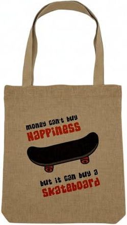 Fabulous Sac Shopping Tote Bag Aspect Lin - Skateboard - Money Cant Buy Happiness Sac de Courses Toile Epaisse 360g Beige Naturel Cabas Port&eacute; Epaule Solide Imp