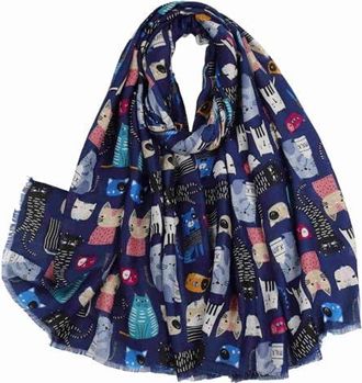 GFM &Eacute;charpe avec imprim&eacute; de chats pour femme - &Eacute;charpe pour le printemps, l&eacute;t&eacute;, toutes les saisons - Cadeau pour la f&ecirc;te des m&egrave;res, anniversaire, No&euml;l (CT