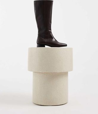Vagabond Shoemakers Livia bottes en cuir &agrave; bout rond hauteur genou chocolat-Marron