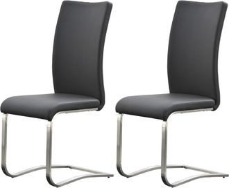 M&ouml;belando Schwingstuhl Stuhl Schwinger Esszimmerstuhl Freischwinger Echtleder Muvo II (2er Set) (Grau)