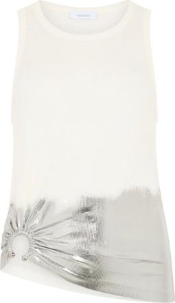 Paco Rabanne Femme, Tops, Blanc, Taille: 40 FR Top ray&eacute; en jersey avec imprim&eacute;
