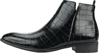 Generic Bottes Chelsea pour Homme, Bottines Décontractées en PU, Chaussures Habillées À Fermeture Éclair Latérale,Noir,46.5 EU