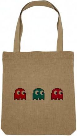 Fabulous Sac Shopping Tote Bag Aspect Lin - Fantomes Pixel Personnages Jeux Video Retro Game Arcade 80s - Sac de Courses Toile Epaisse 360g Beige Naturel Cabas