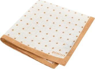 Boggi Milano Homme, Accessoires, Orange, Taille: ONE Size Pochette de Costume en Lin &agrave; Pois