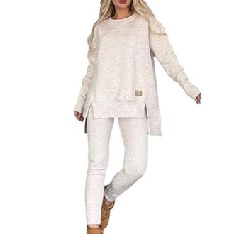 Generic Co Ord Ensembles de pyjamas mignons en velours pour femmes et hommes - Ensemble de v&ecirc;tements de nuit - Ensemble de v&ecirc;tements de nuit solides - Ensembl