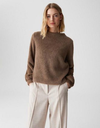 OPUS Sweatshirt GUFEMI aus flauschigem Effektgarn lockere Passform, flauschiger Griff, elastischer Stoff