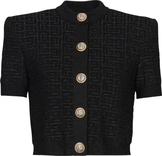 Balmain Femme, Pulls, Noir, Taille: 38 FR PB Labyrinth knit cardigan