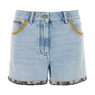Valentino Garavani Femme, Shorts, Bleu, Taille: W26 Embroidered Denim Shorts