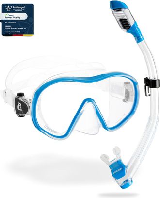 Cressi F-Dual + Supernova Dry Combo Clear/Blue - Tauchmaske und Trockenschnorchel Set zum Schnorcheln und Ger&auml;tetauchen, Klar/Blau, Einheitsgr&ouml;&szlig;e, Unisex