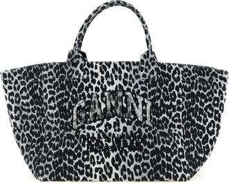 Ganni Femme, Sacs, Gris, Taille: ONE Size Leopard Sequin XXL Tote