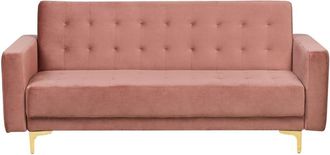 Beliani Moderner 3-Sitzer Sofa Samtstoff rosa Aberdeen