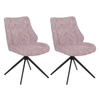 Hhg [non Utilizzato] Set 2 Sedie Sala Pranzo Hhg-961, Posizionamento Automatico Girevole, Tessuto Ciniglia (410g/m&sup2;) Oeko-tex, Rosa