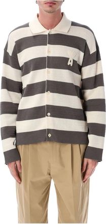 Ami Homme, Pulls, Multicolore, Taille: XL De Coeur Striped Cotton Cardigan