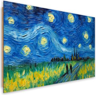 Feeby Bilder Sternennacht AI 120x80 cm 1 tlg Schlafzimmer Modern Deco Panel MDF Kunstdruck Wand Bild Wanddeko Design Wohnzimmer B&uuml;ro Flur Hotel Spa Blau