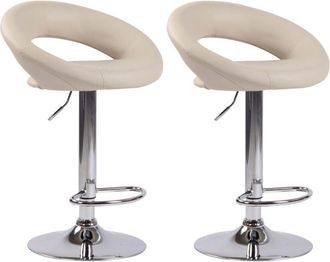 Clp Lot de 2 Tabourets de bar Olinda en similicuir hauteur r&eacute;glable et si&egrave;ge pivotant Cr&egrave;me Chrome