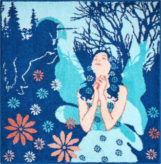 GRUND Badteppich, Ultra Soft und Saugfähig, rutschfest, 5 Jahre Garantie, Fairy, Badteppich 100x100 cm, blau