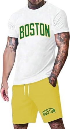 Generic Tenue dété 2 pièces pour homme - Confortable et respirant - Vêtement de sport léger - Combinaison de loisirs - Combinaison de jogging 2 pièces - Pour 