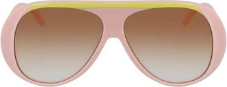 Longchamp Femme, Accessoires, Rose, Taille: ONE Size Lunettes de Soleil en Plastique Rose