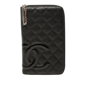 Chanel Portefeuille zipp&eacute; matelass&eacute; en cuir dagneau pr&eacute;-poss&eacute;d&eacute; - Femme - Pre-owned - Noir - Taille: ONE Size