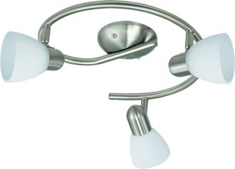 Eglo Deckenlampe Dakar 1, 3 flammige Deckenleuchte, Deckenspot aus Stahl, Farbe: Nickel matt, Glas: Milchglas mit Wischtechnik, wei&szlig;, Fassung: E14