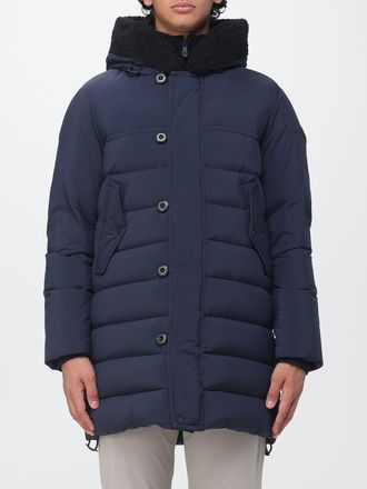 Peuterey Kurze wasserabweisende Nylon-Daunenjacke Brabha mit Shearling-Kapuze