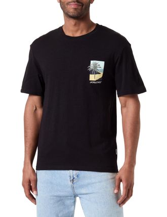 Jack & Jones Herren JORARUBA Chest EMB Tee SS Crew Neck T-Shirt, Schwarz,S