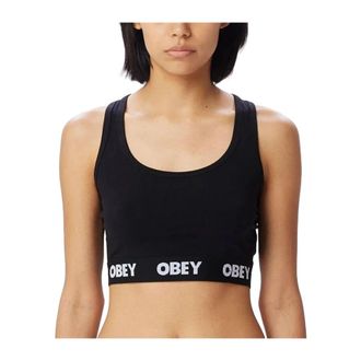 Obey Cropped Tank - - Tops - Damen - Schwarzk - XS