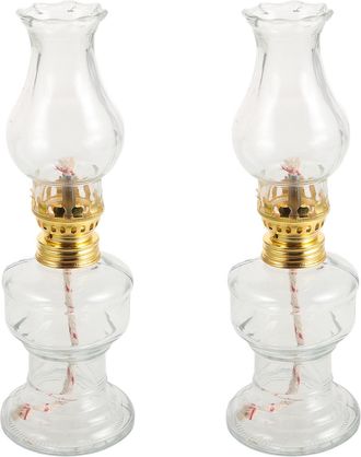 Hemobllo POPETPOP 2 St&uuml;ck Retro Petroleumlampe mit Windfester Glasabdeckung Dekorative &Ouml;llampe f&uuml;r Zuhause und Camping Hitzebest&auml;ndig und Einfach zu Bef&uuml;llen