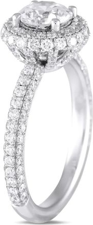 Luxury Bazaar 14kt Double Halo Weißgoldring mit Diamanten - Silber