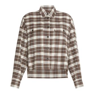 Max Mara Chemise droite en flanelle &agrave; carreaux - Femme - Blouses et Chemises - Multicolore - Taille: 38 FR