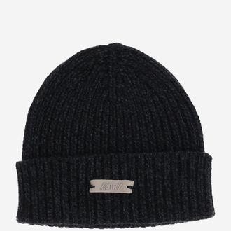 Autry Mens Wool Beanie With Logo Black Hat