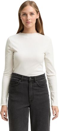 Tom Tailor Damen 1048344 RIPP Langarmshirt mit Stehkragen, 10332-Off White, XXL