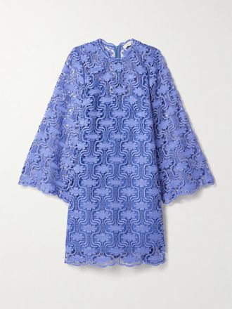 Zimmermann Maxine Minikleid Aus Guipure-spitze - Blau