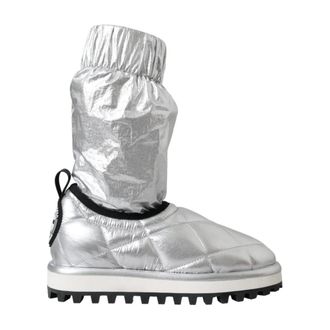 Dolce & Gabbana Gepolsterte Metallic Stiefeletten - - Shoes - Damen - Grau - 39 EU