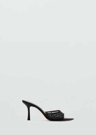 Mango Sandales en mesh &agrave; talon noir - Femme - 36 - MANGO