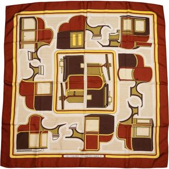 Hermès Tücher & Schals - Hermes Classic Les Coupes Silk Carre 90 Scarf Tuch - Gr. unisize - in Braun - für Damen