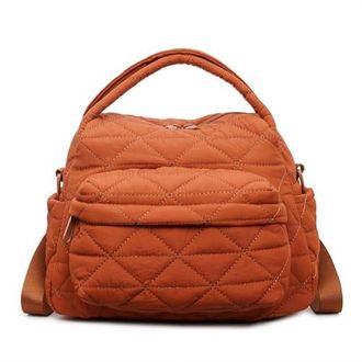 Generic Sac &agrave; bandouli&egrave;re matelass&eacute; 3 en 1 pour femme - &Eacute;l&eacute;gant - Couleur unie - Fermeture &eacute;clair - Poign&eacute;e souple - Sac &agrave; main &agrave; main, Orange, One Size